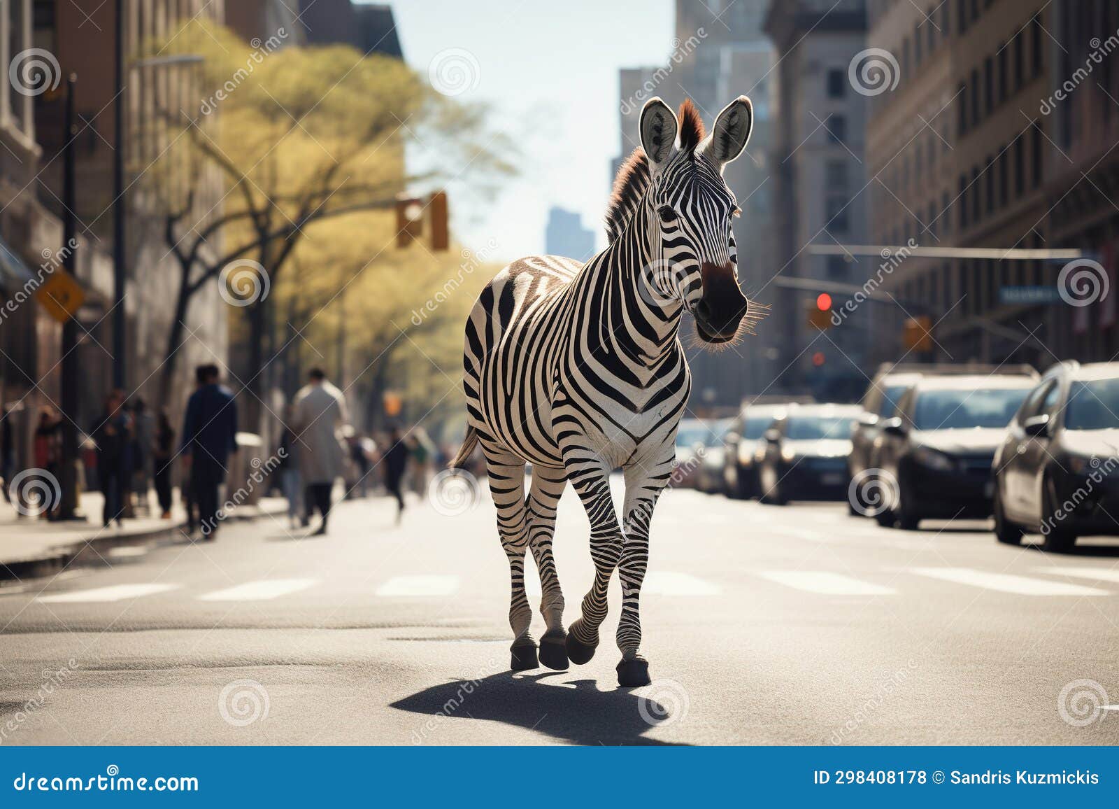 Zebra Crosses the Street on a Zebra Crossing. Generative AI Stock ...