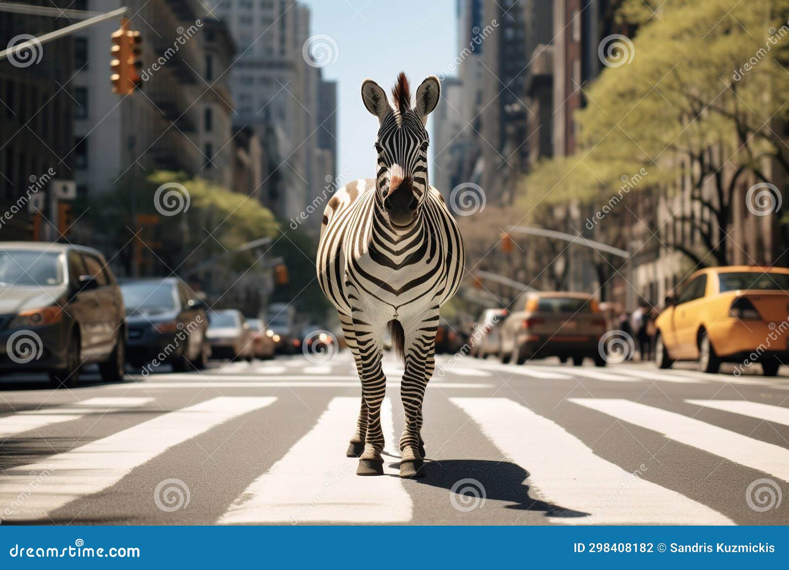Zebra Crosses the Street on a Zebra Crossing. Generative AI Stock ...