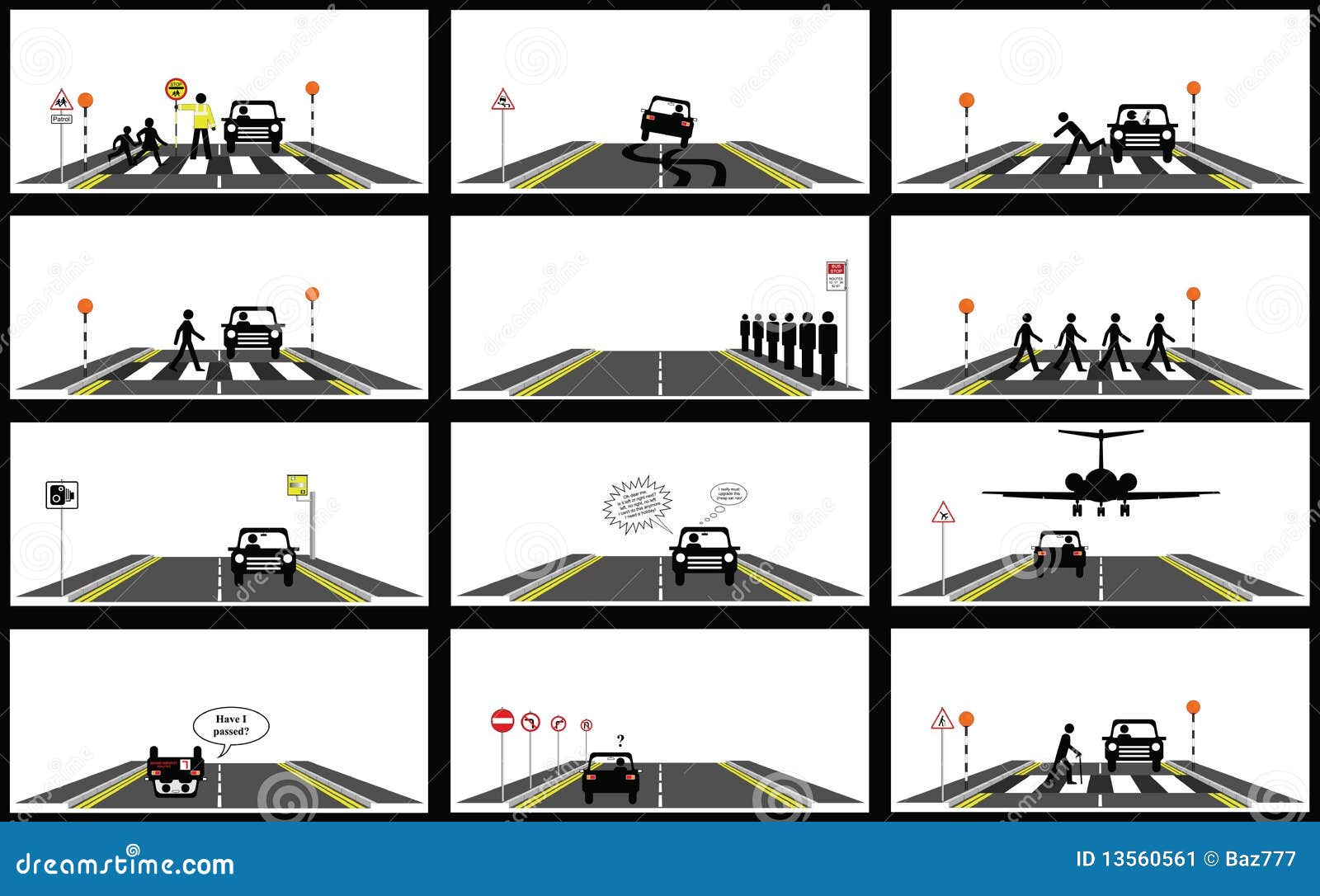 Zebra crossing collection stock vector. Illustration of sign - 13560561