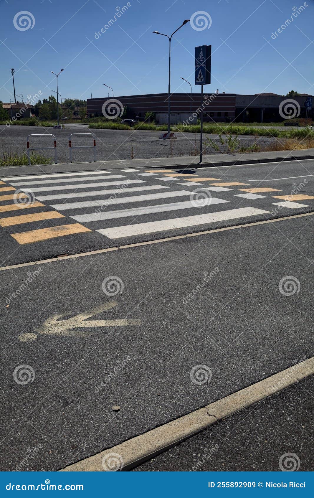 Zebra Crossing in a Country Road on a Sunny Day Stock Image - Image of ...
