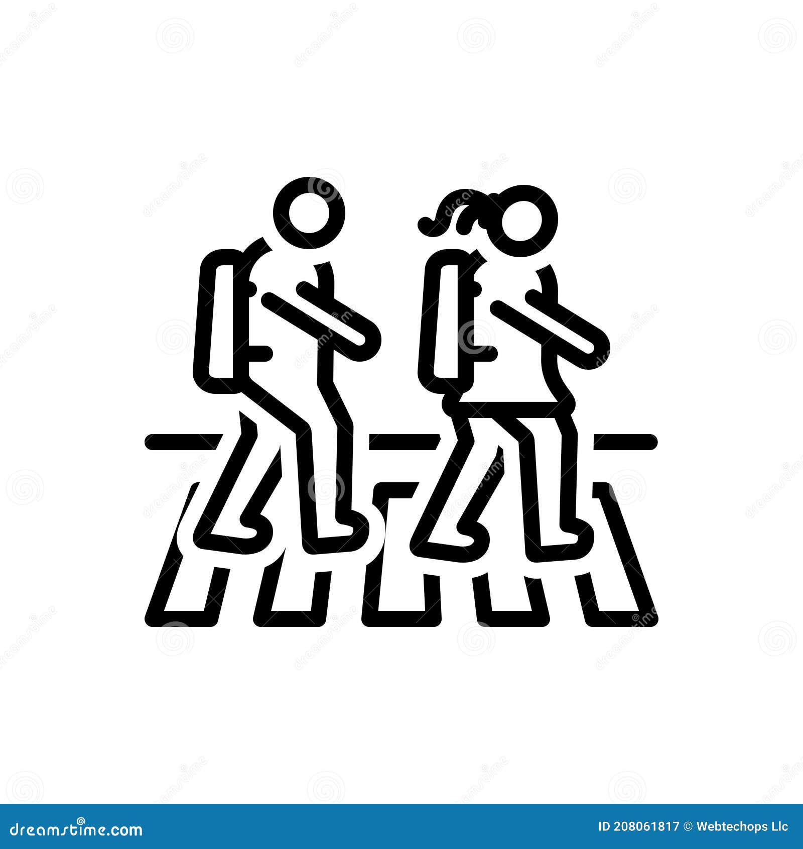 Black Line Icon for Zebra Crossing, Crossing and Student Stock Vector ...