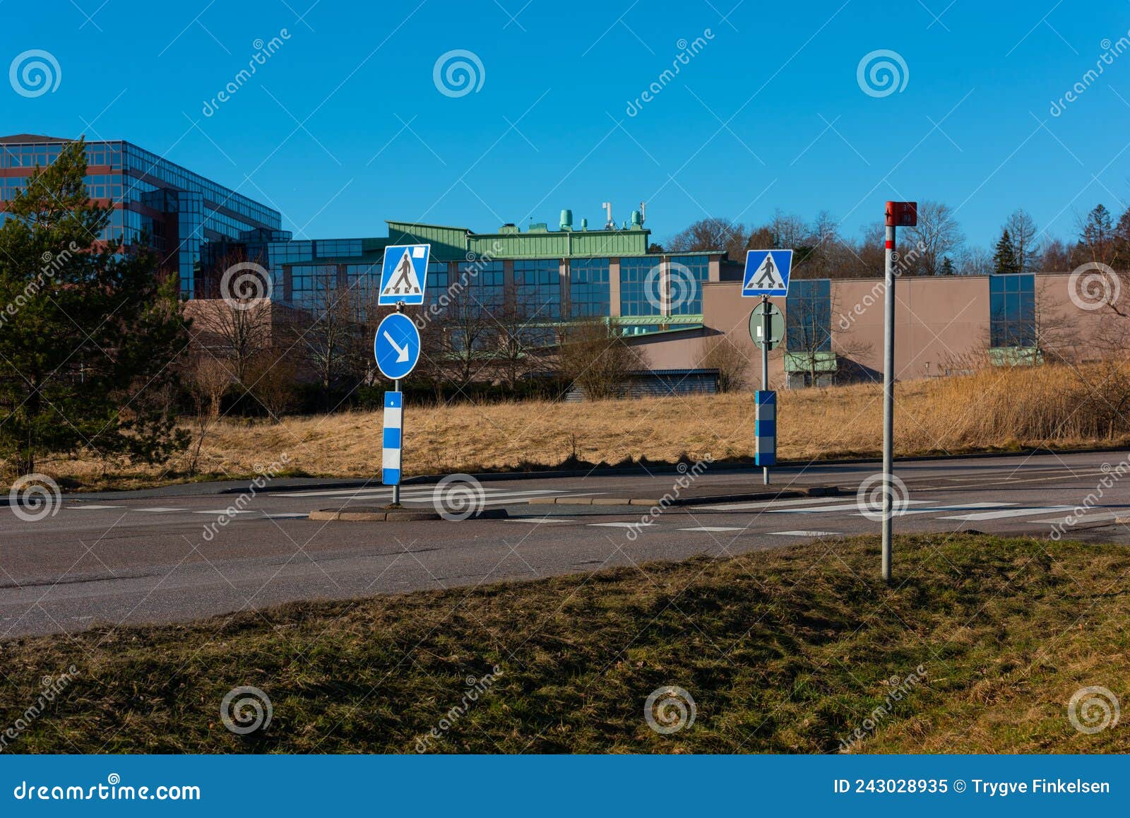 Zebra Crossing by a Large Office Complex.. Stock Image - Image of ...