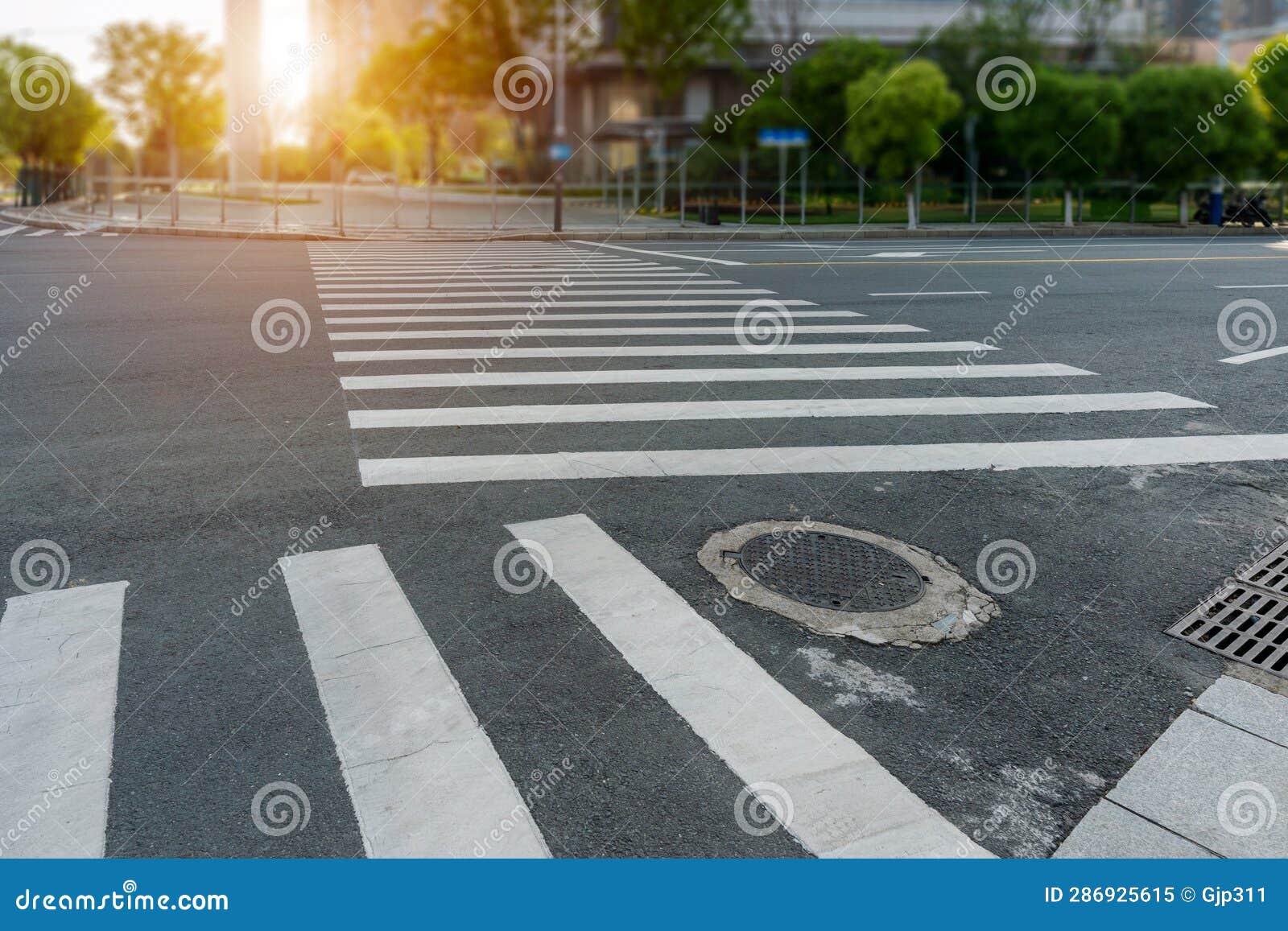 Zebra Crossing on Outdoor Road Stock Image - Image of pavement, traffic ...
