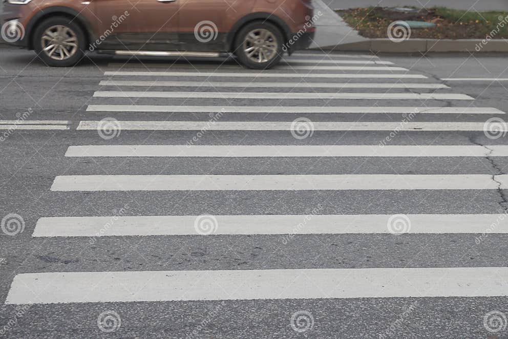 Zebra Crossing on the Roadway, Free Crossing, 2 Stock Image - Image of ...