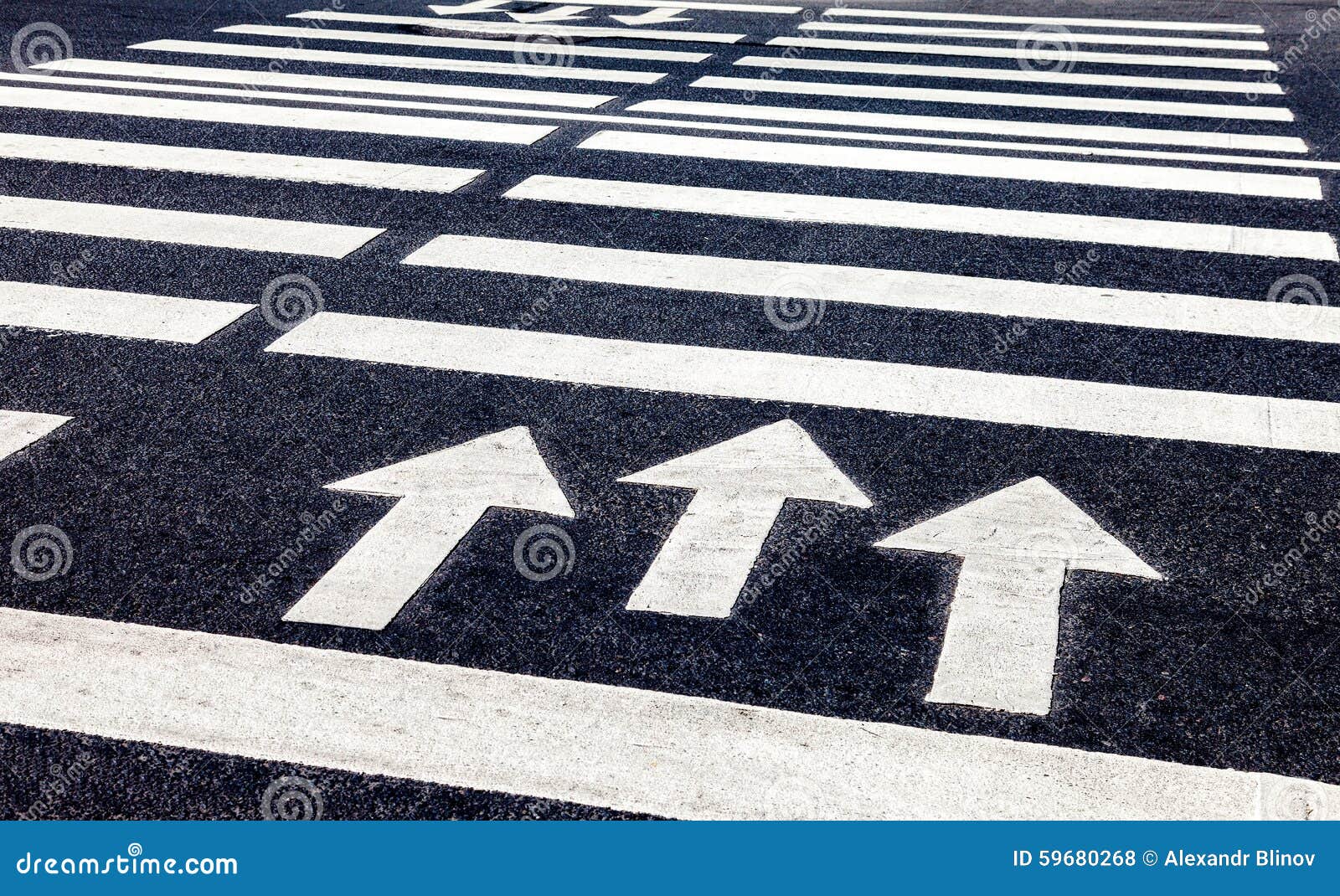 Zebra Crossing with White Marking Lines and Direction of Motion Stock ...