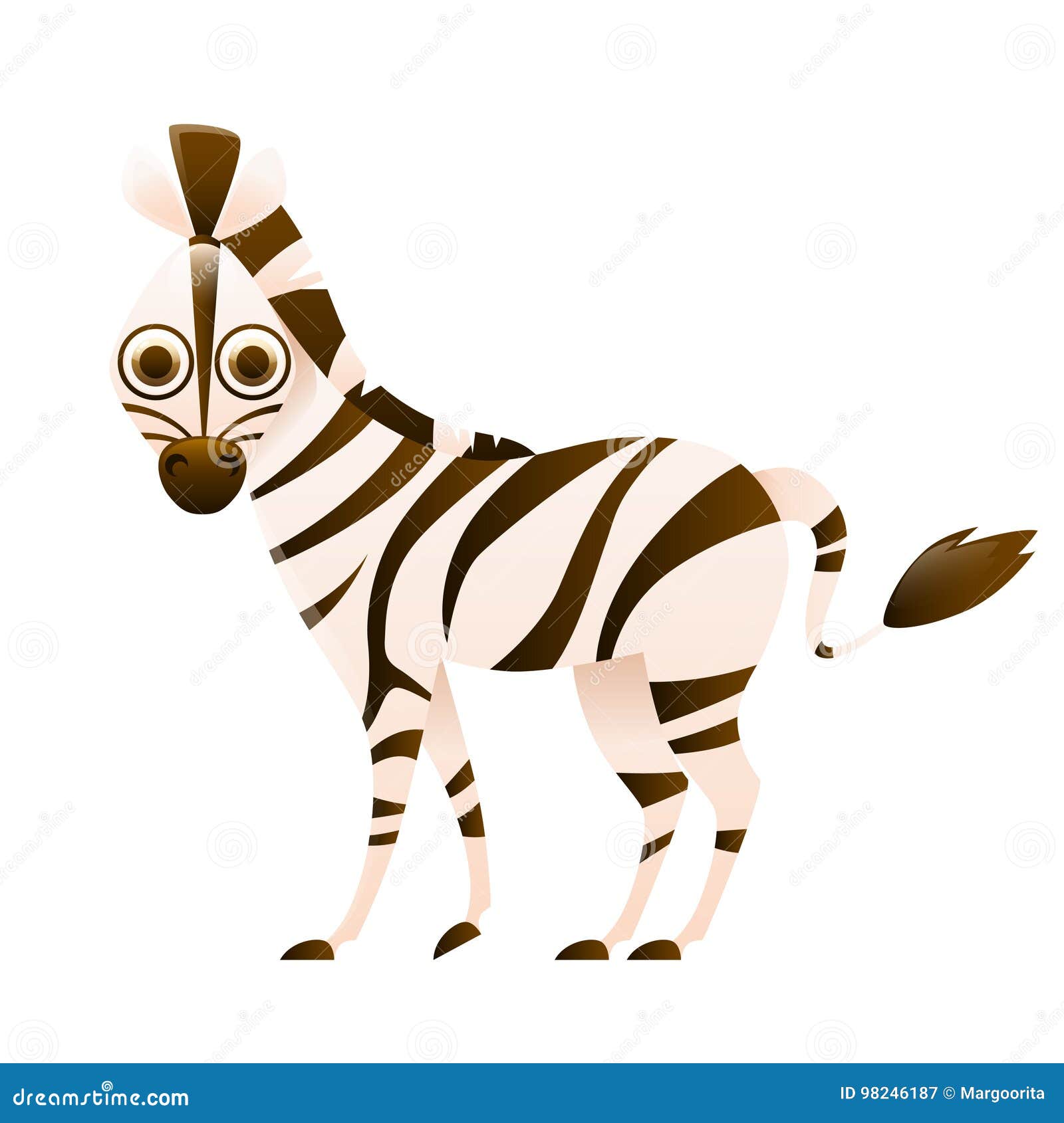 Zebra Cute Cartoon Character Stock Vector - Illustration of wildlife ...