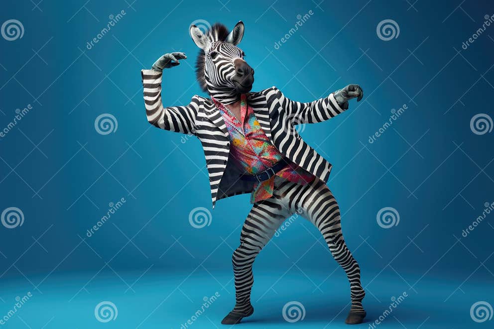 Zebra Dancing on Blue Background Stock Illustration - Illustration of originality, cute: 288372860
