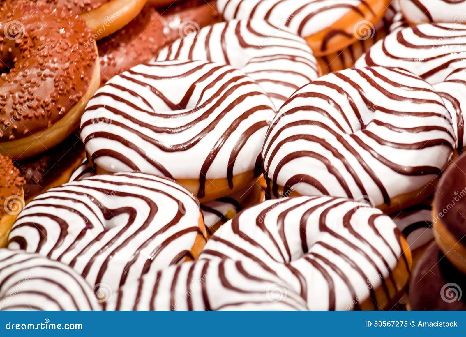 Zebra Donuts, Chocolate Donuts and Donut Hazelnut 1 Stock Image - Image ...