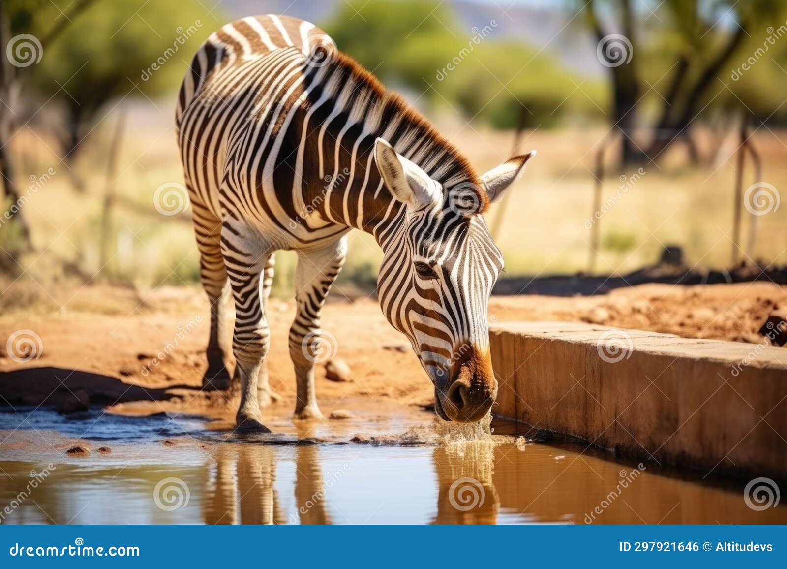 Zebra Drinking Water from a Trough Stock Photo - Image of nature, fauna ...
