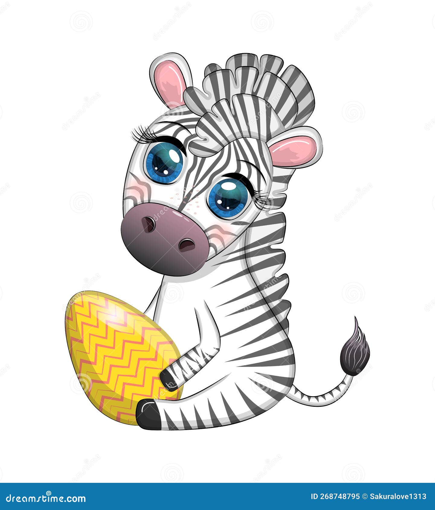 Zebra with Easter Egg, Flowers. Easter Greeting Card Stock Vector ...