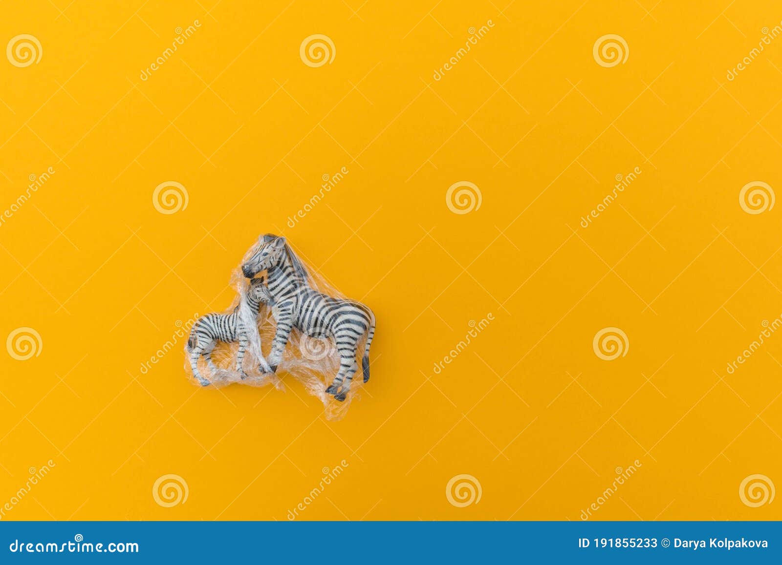 Toy Zebra From Plastic On A Yellow Background Stock Image ...