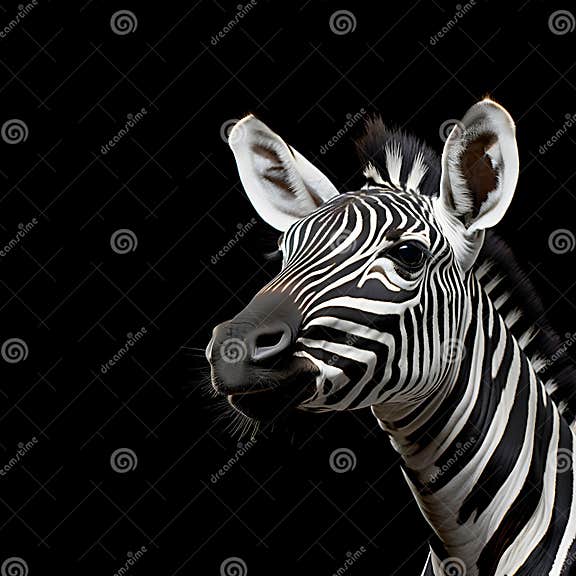 Zebra in Front of a Black Background - AI Generated Stock Illustration ...
