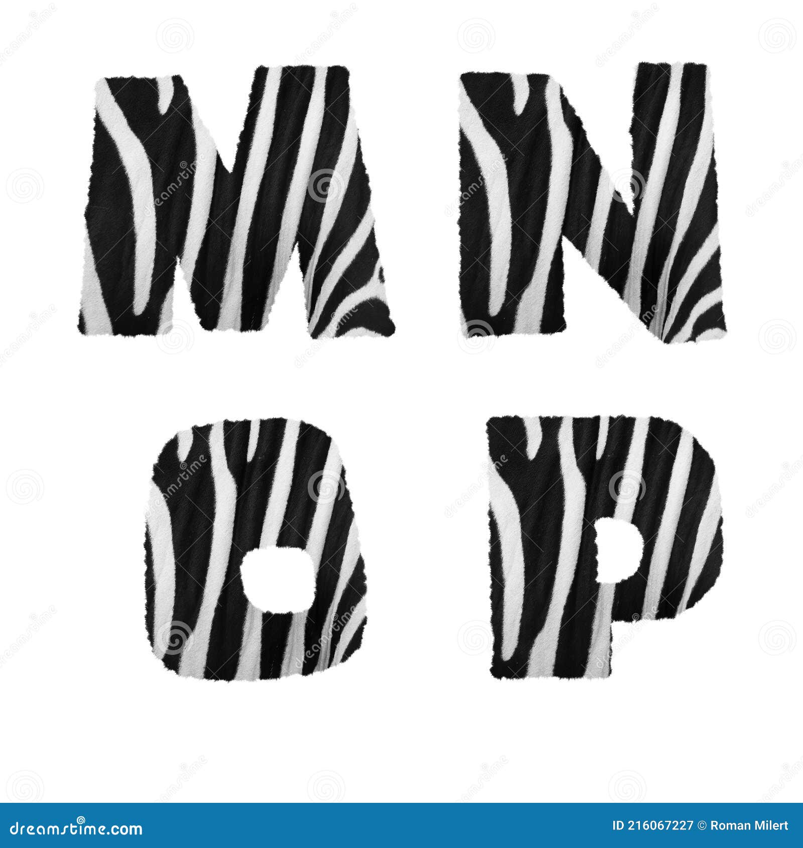 Zebra Fur Alphabet - Letters M-P Stock Illustration - Illustration of ...