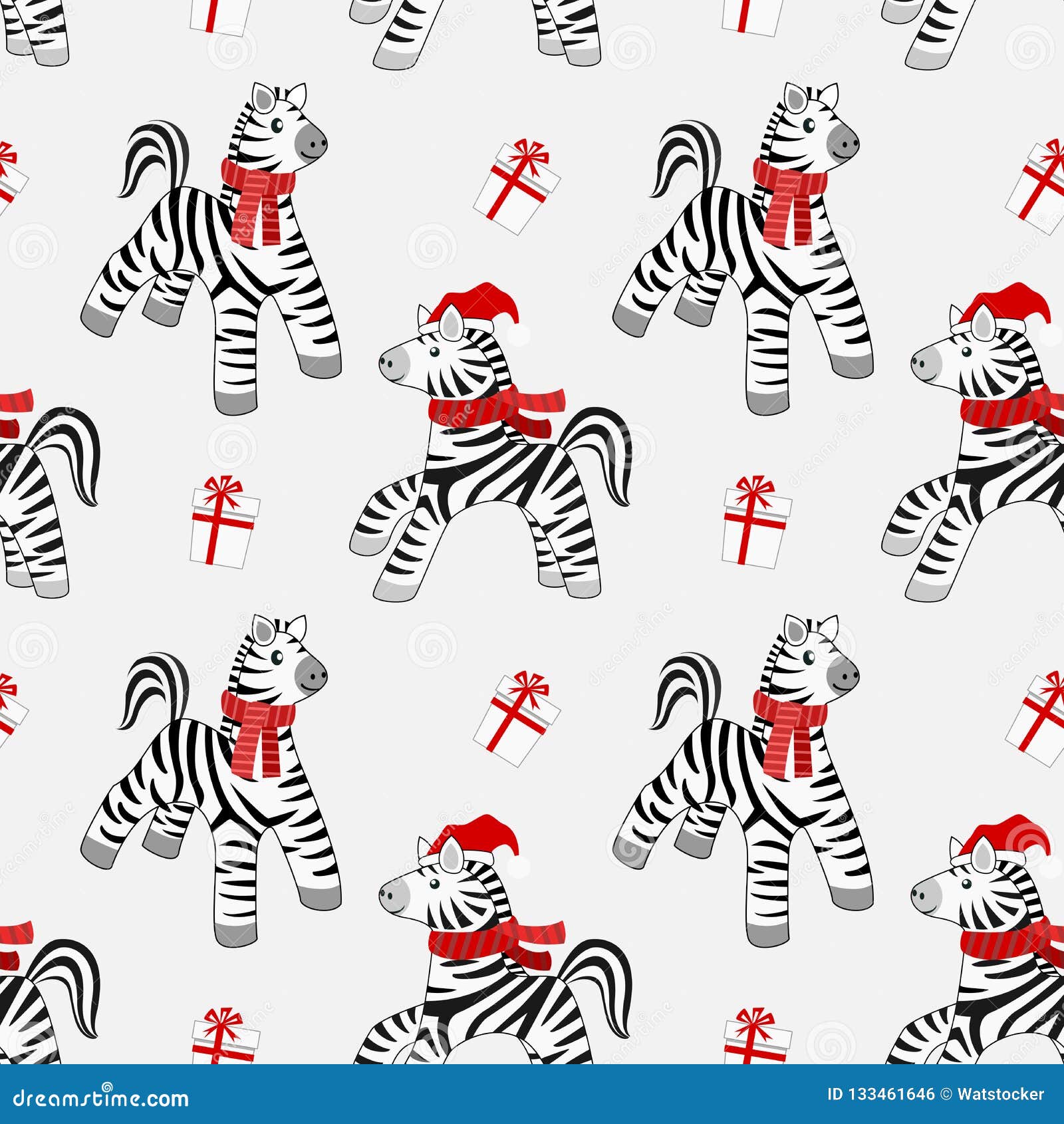 Zebra and Gift Box Seamless Pattern. Stock Vector - Illustration of ...