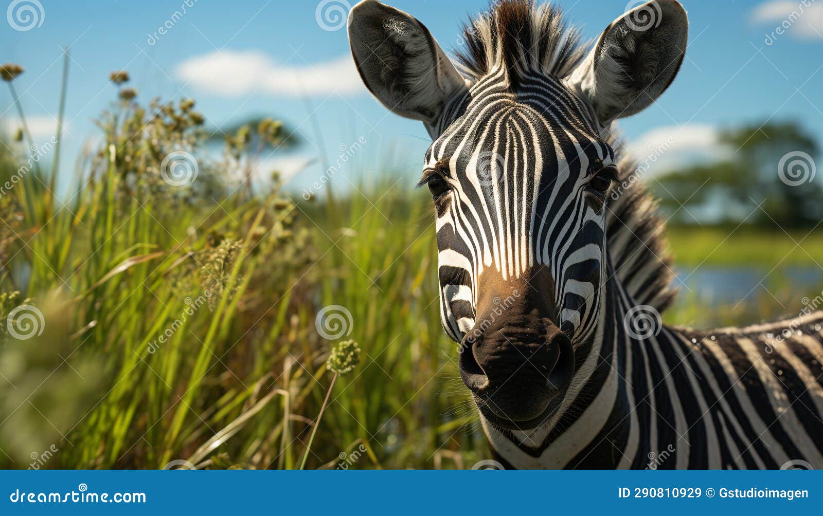 Zebra Grazing on the Plain, Surrounded by African Wilderness Generated ...