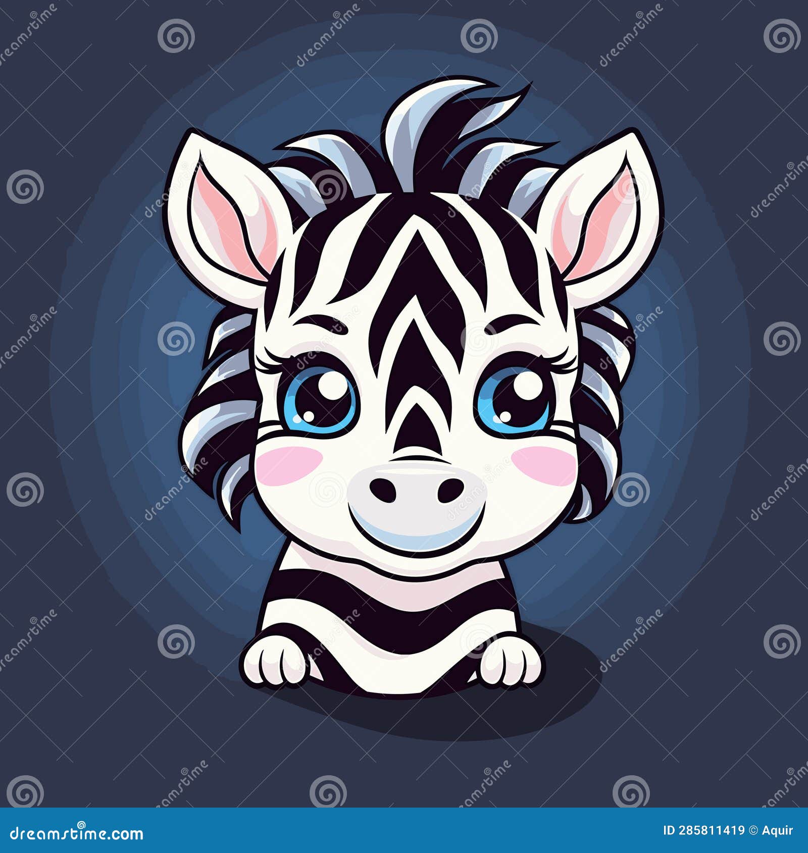 Zebra. Zebra Hand-drawn Comic Illustration. Cute Vector Doodle Style ...