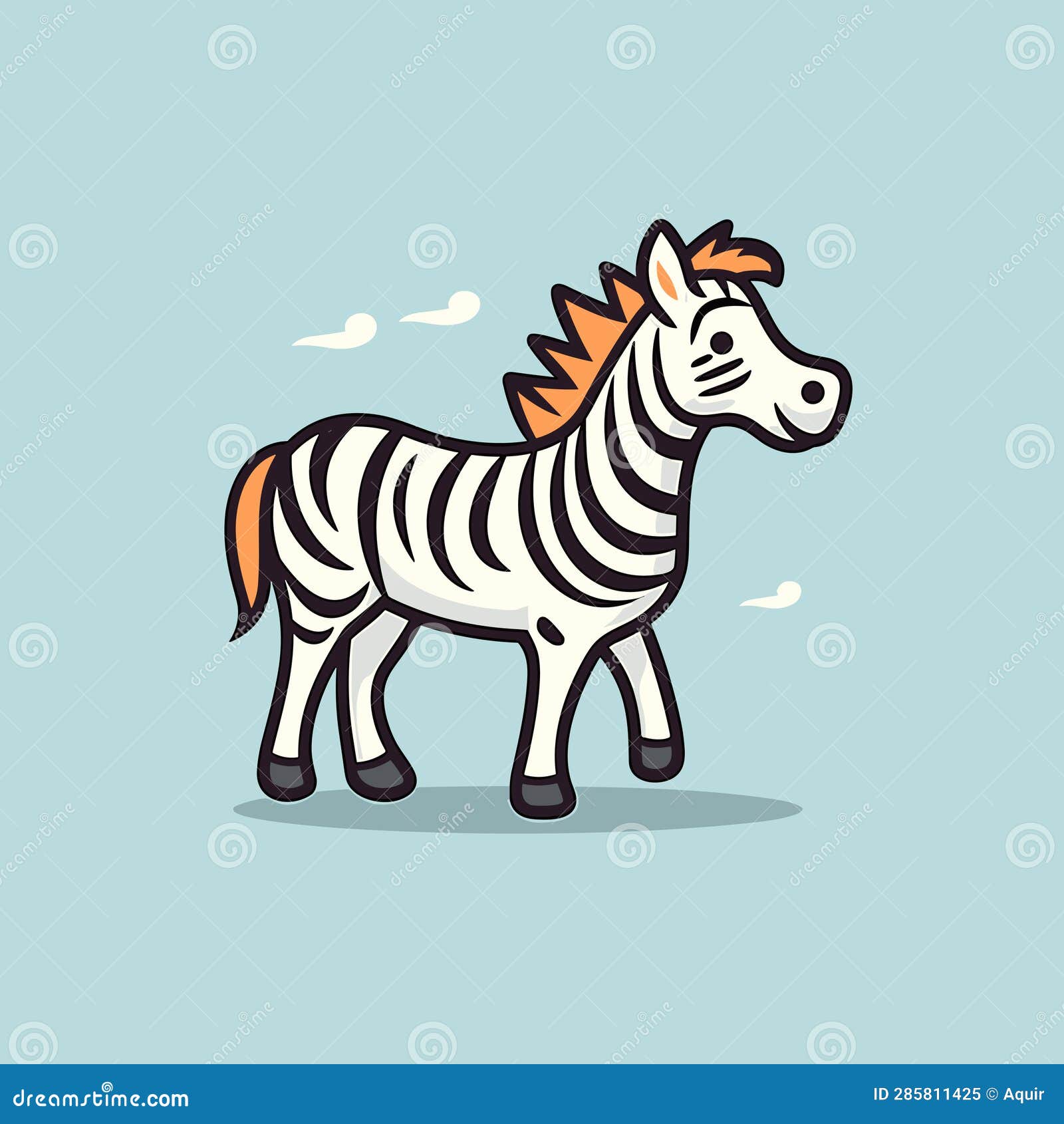 Zebra. Zebra Hand-drawn Comic Illustration. Cute Vector Doodle Style ...