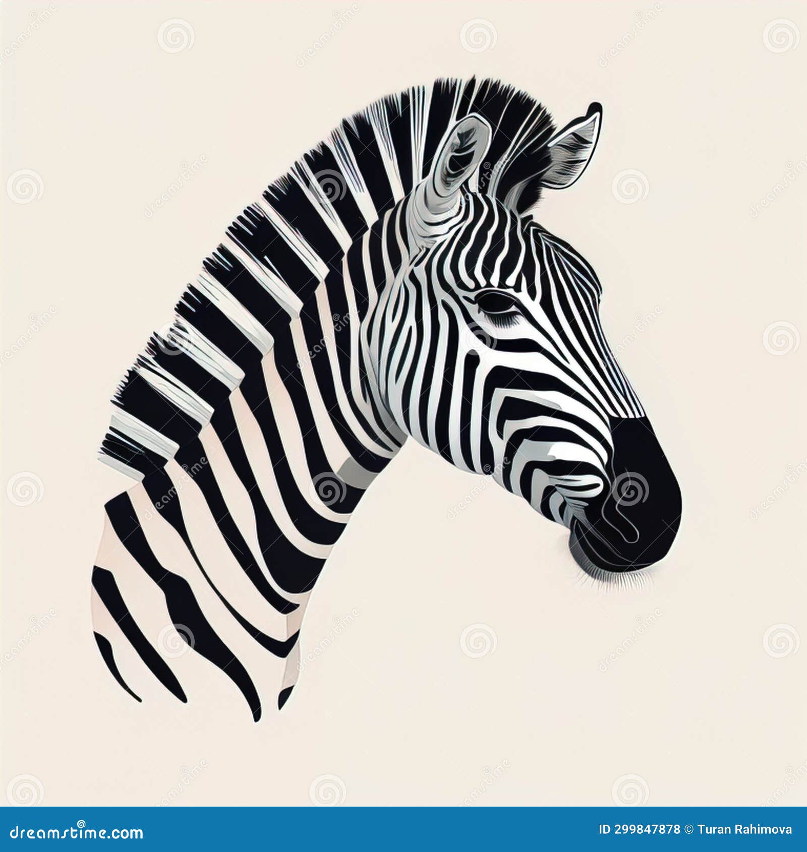 Zebra Head in Black and White Colors. Zebra Vector Illustration Stock ...