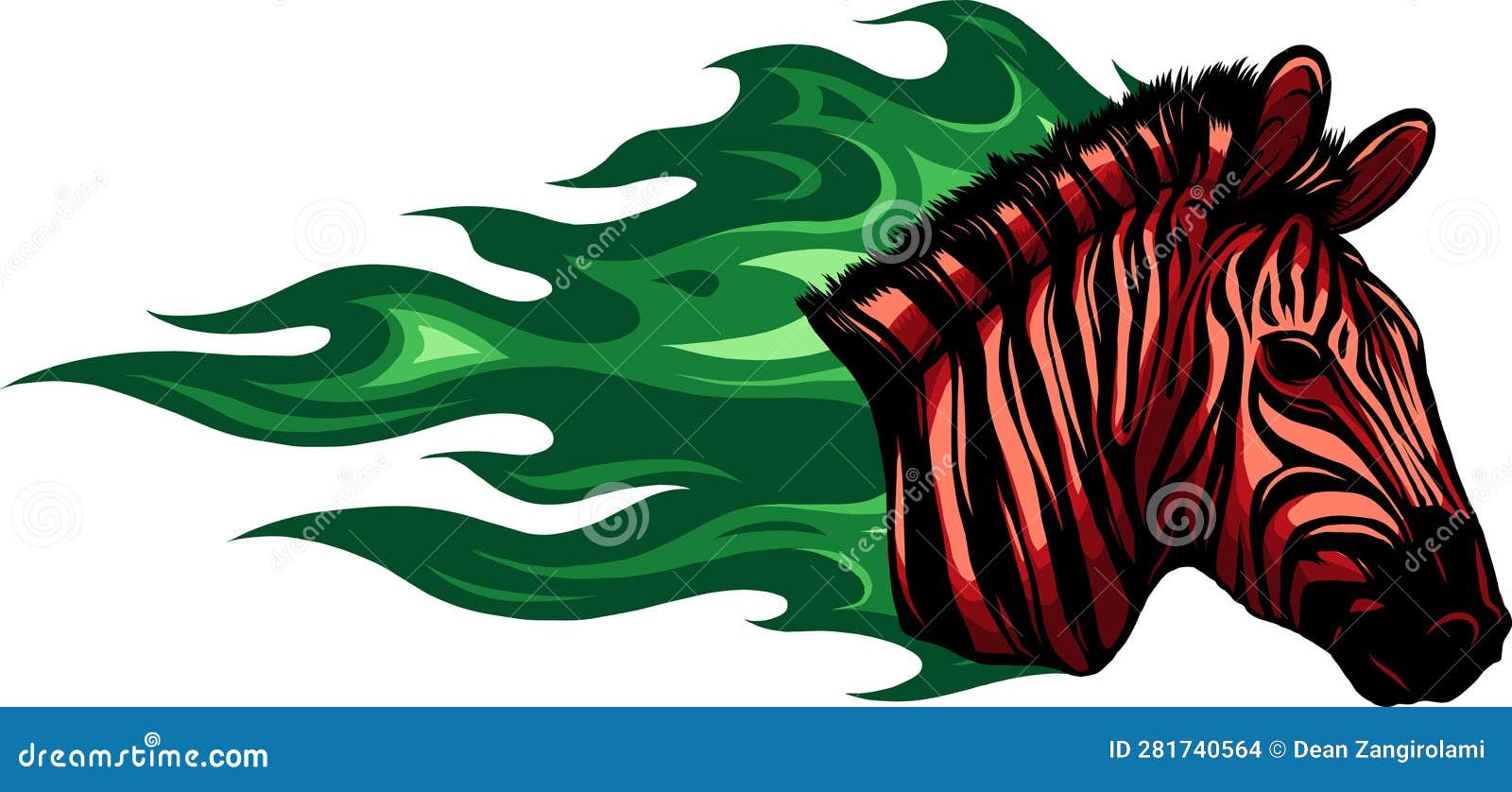 Zebra Head with Flames Vector Illustration Design Stock Vector ...