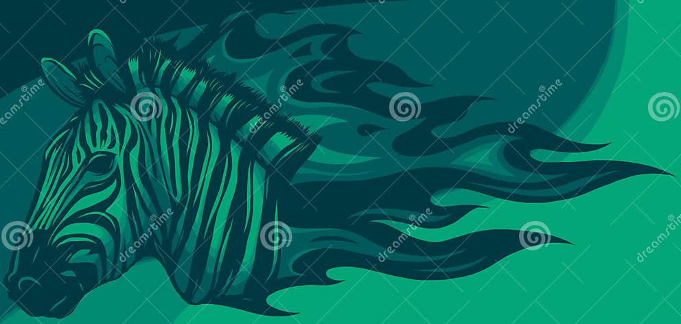 Zebra Head with Flames Vector Illustration Design Stock Vector ...