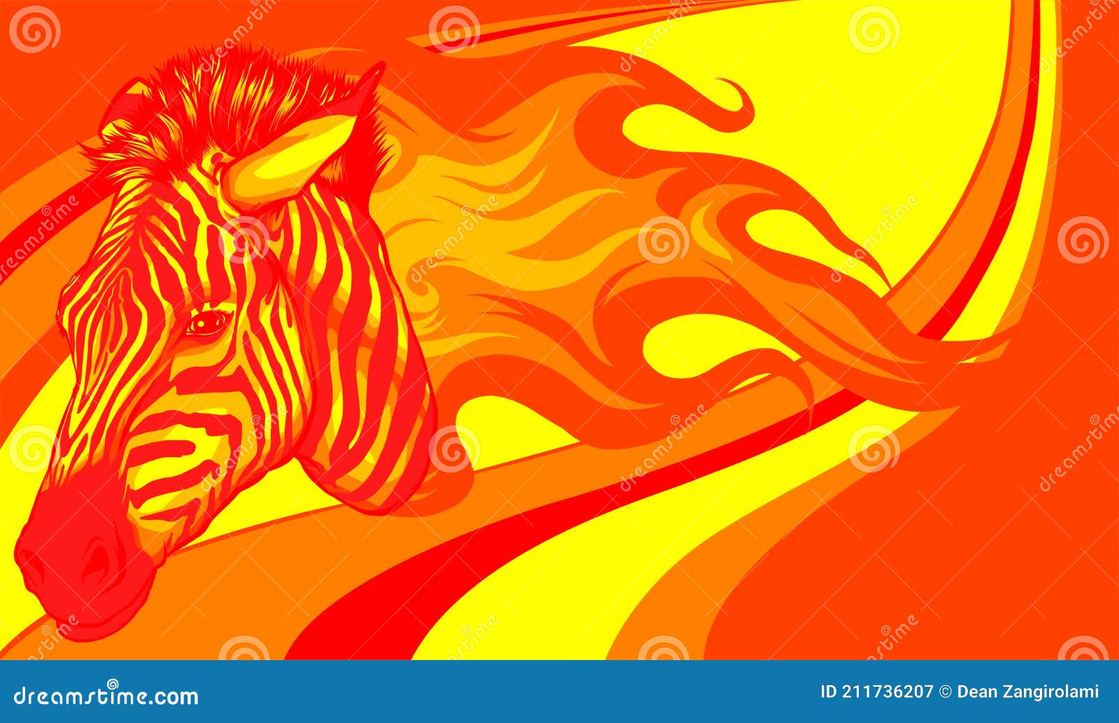 Zebra Head with Flames Vector Illustration Design Stock Vector ...