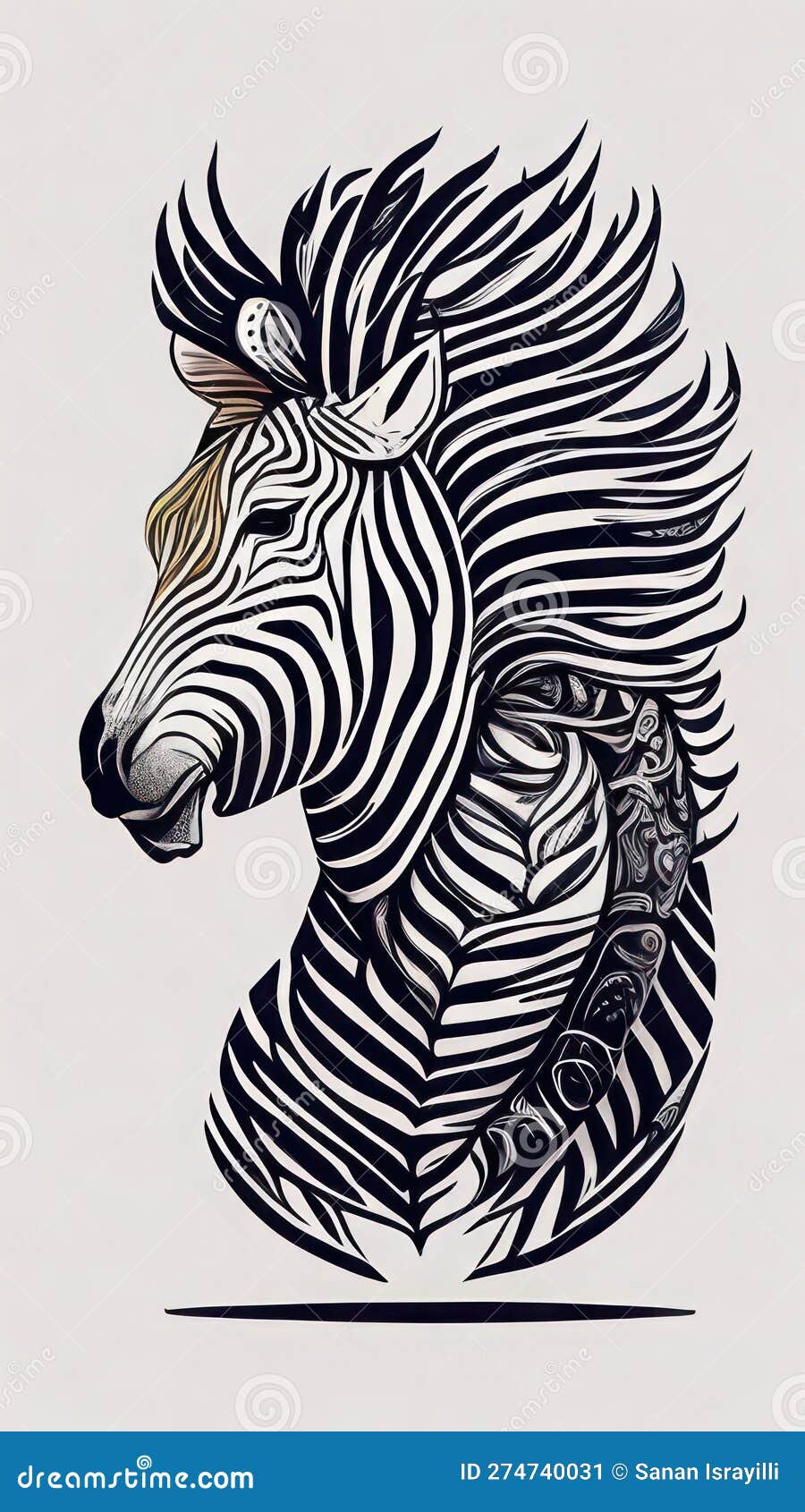 Zebra Head. Hand Drawn Zebra Head Stock Illustration - Illustration of ...