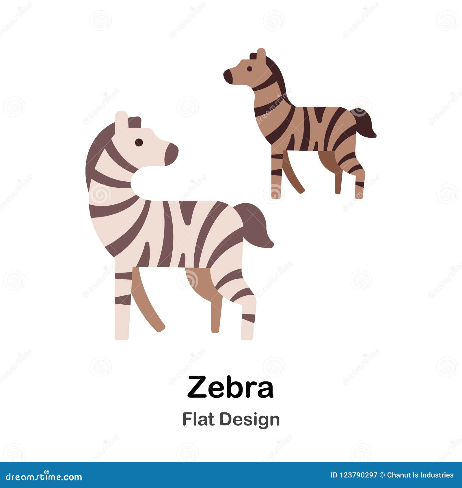 Zebra Flat Icon stock vector. Illustration of nature - 123790297