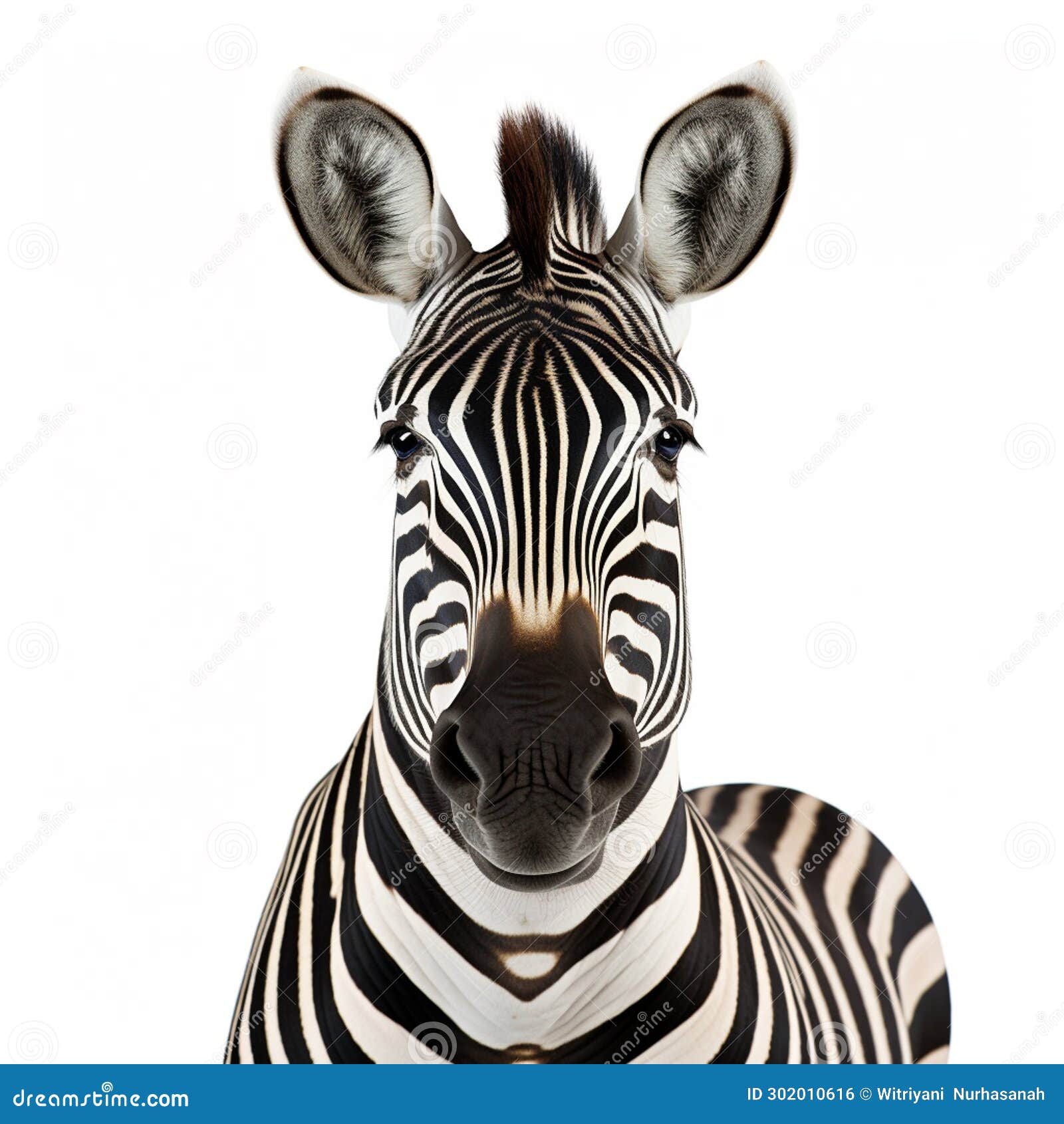 Zebra Isolated on White Front View. AI Generative Stock Illustration - Illustration of animals ...