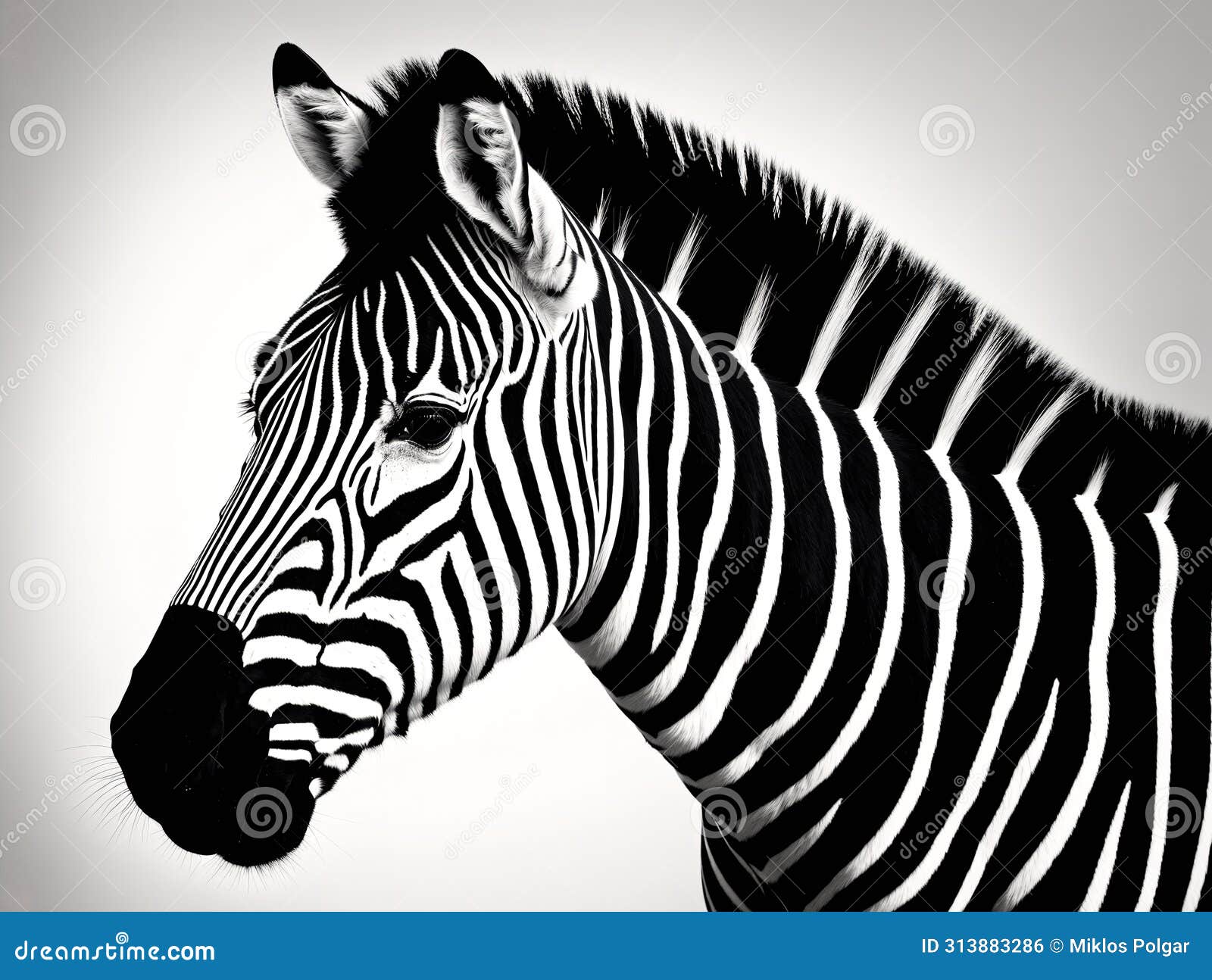 A Zebra with Its Head Turned To the Side, Looking Directly at the ...
