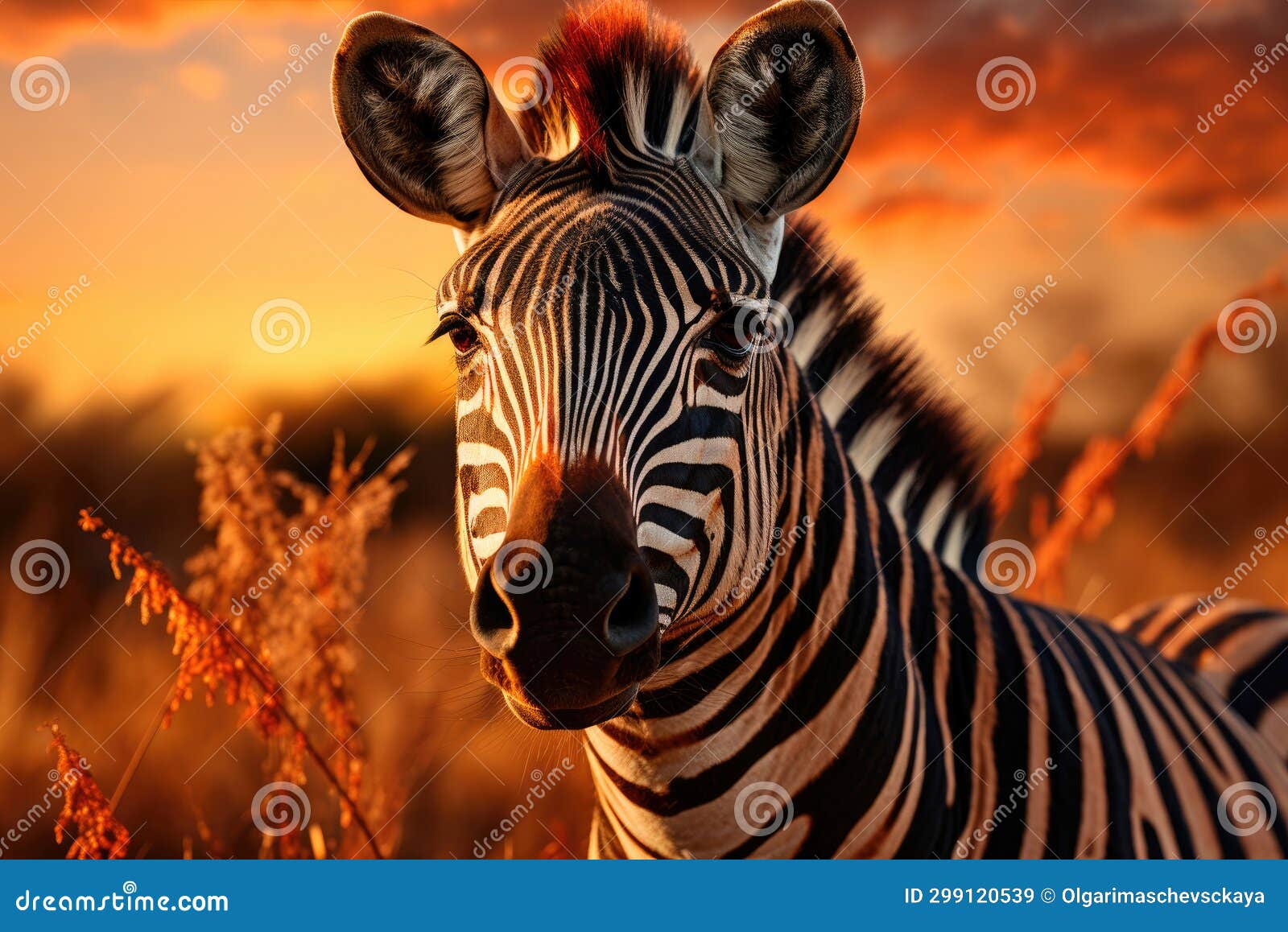 Zebra in Its Natural Habitat at Sunset Stock Illustration ...