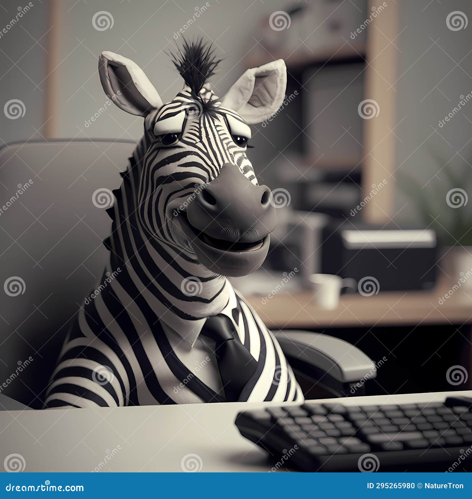 Zebra in the Office Zebra Zebra and Laptop Amazing Illustration. Stock ...