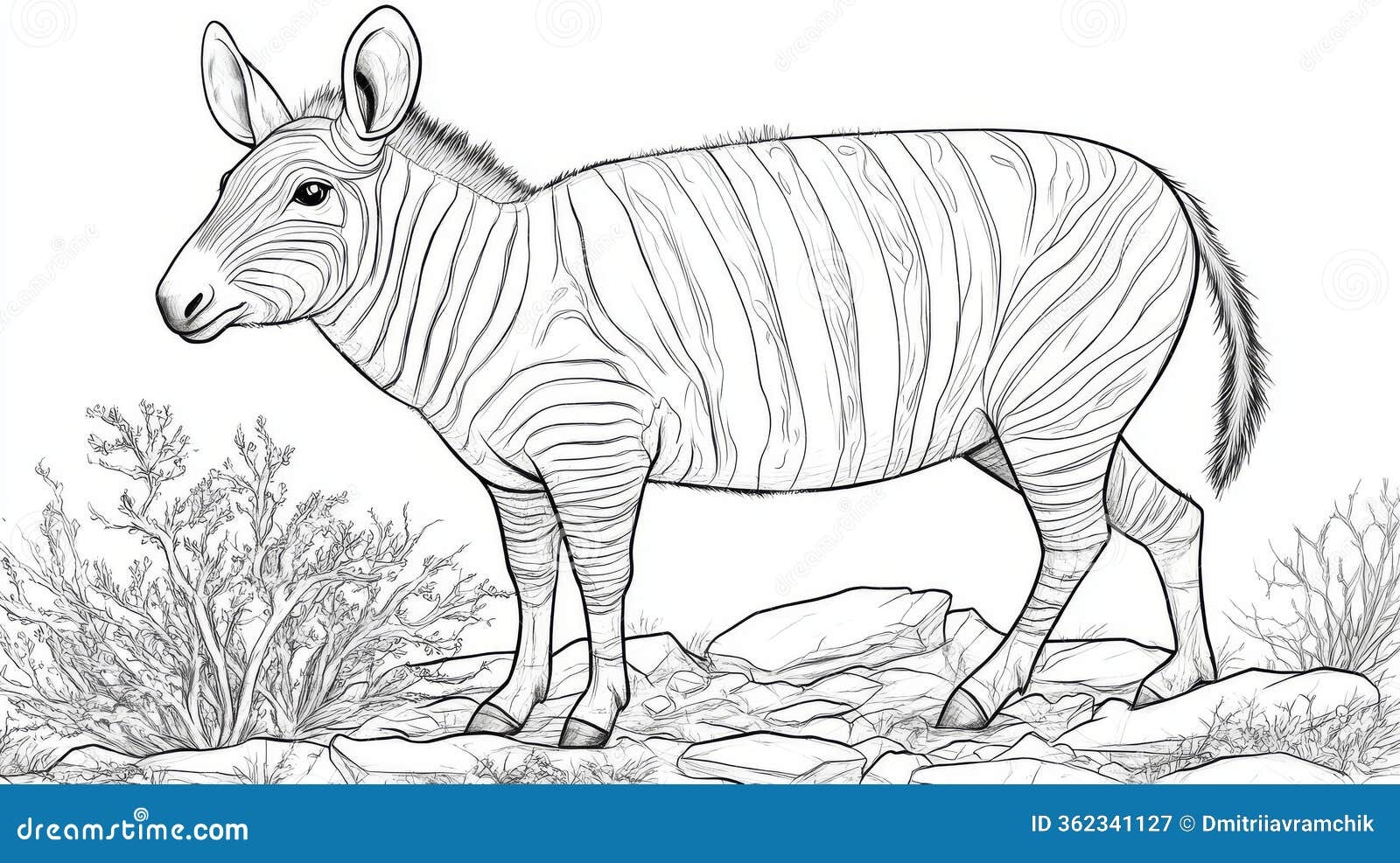 A Zebra-like Creature in the Grasslands, Shown in Profile, for ...