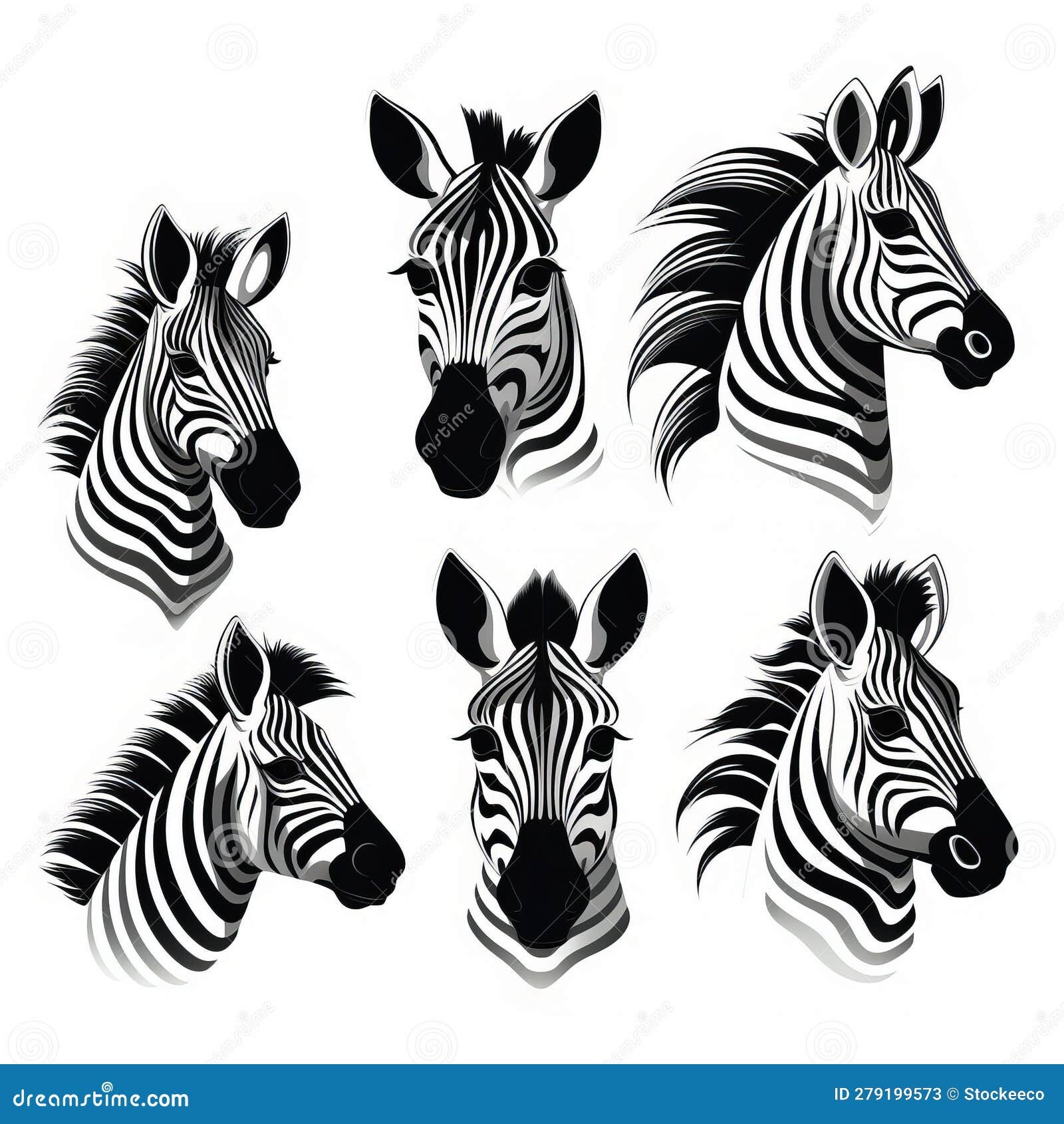 Zebra Logos Collection: Set of Isolated Logos on White Background Stock ...