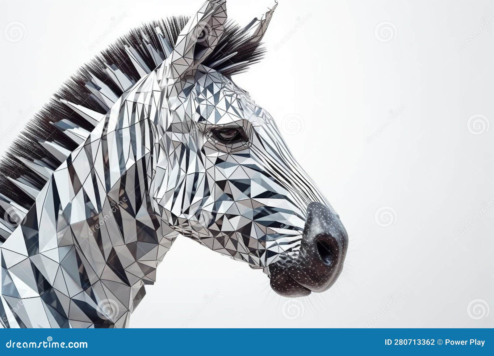 Zebra in a Low Poly Style on a White Background Generative Ai Stock ...