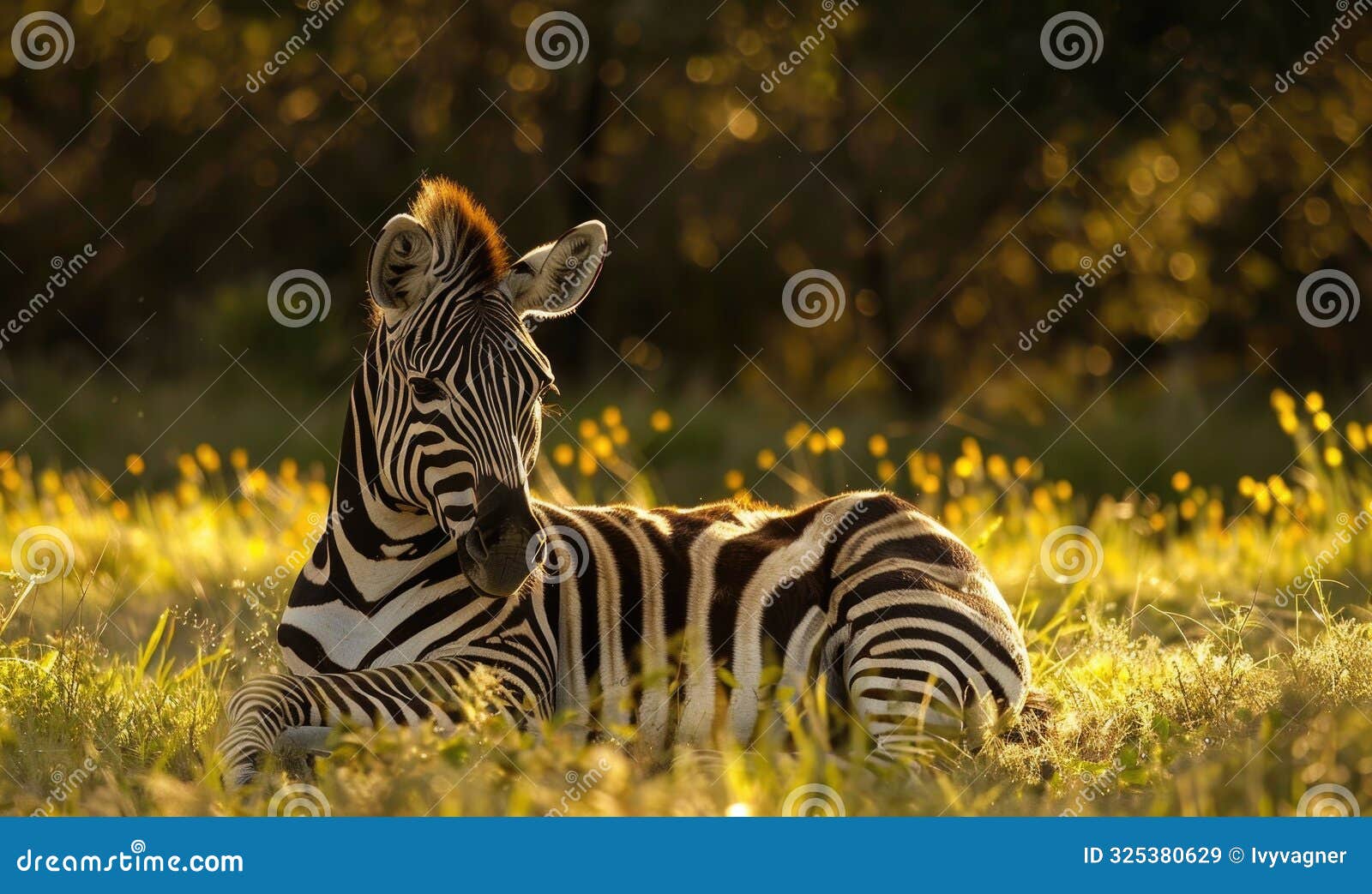 Zebra Lying Down in the Grass, Resting Stock Image - Image of white ...