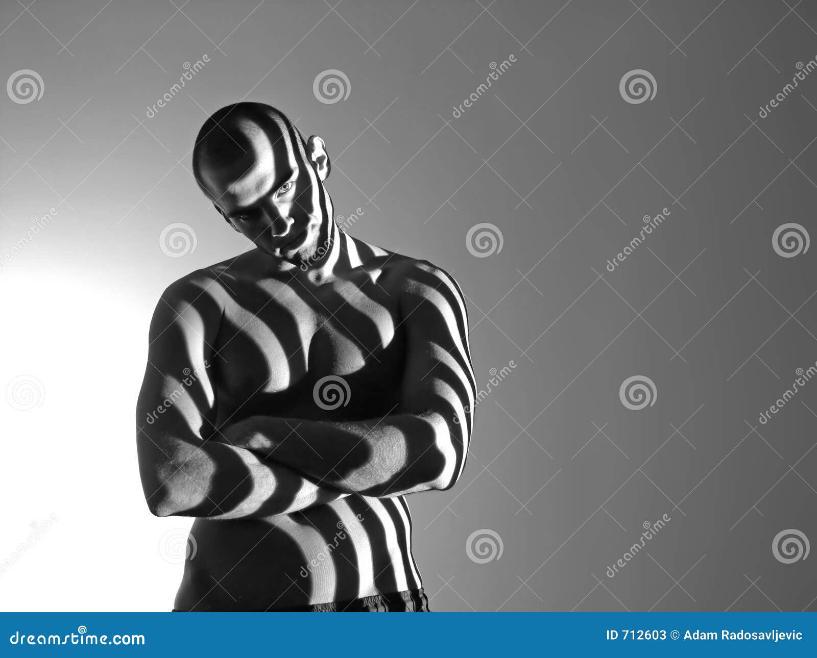 Zebra Man stock image. Image of shadow, torso, thinker - 712603