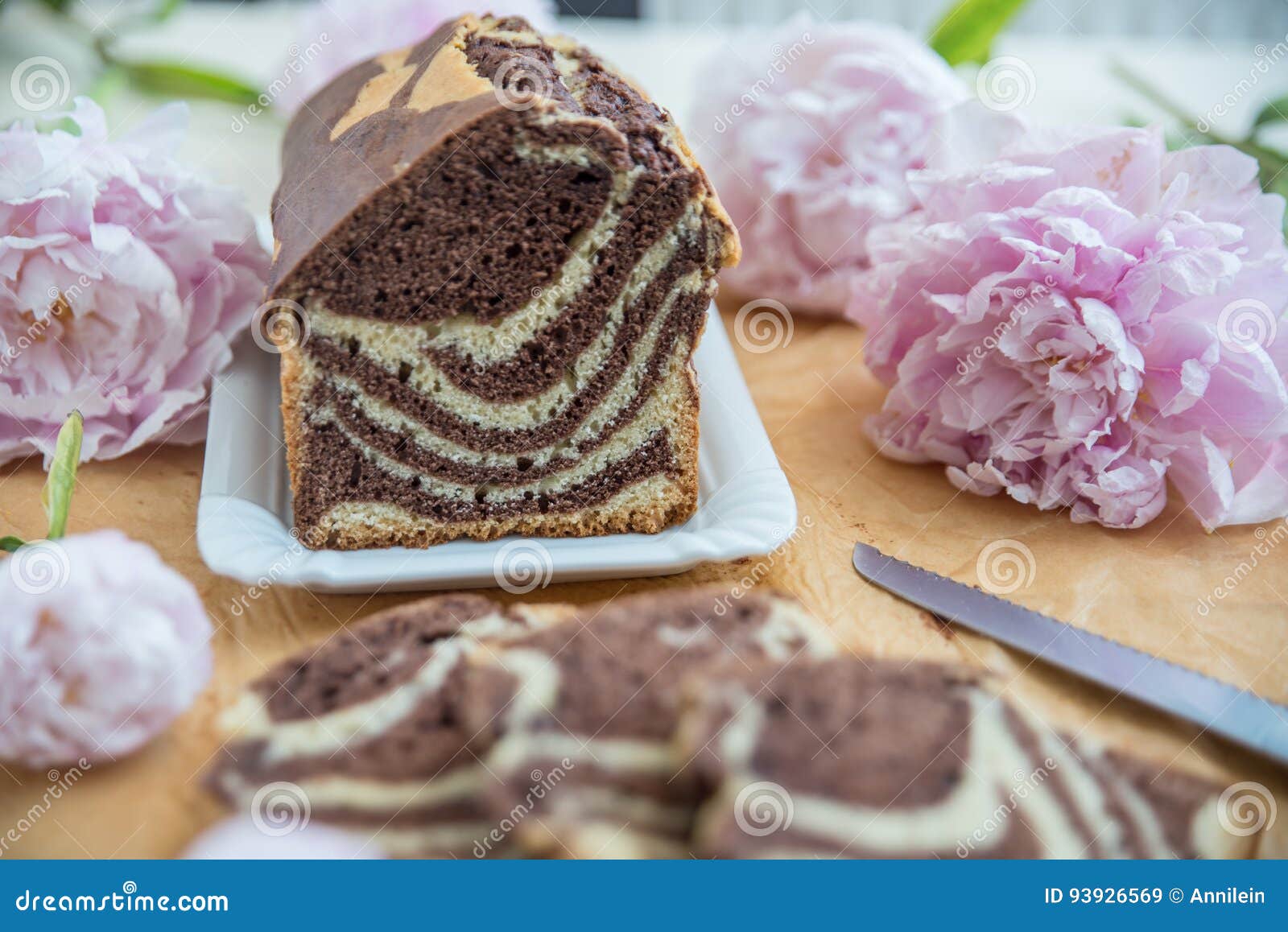 Zebra Marble Cake on a Table Stock Image - Image of chocolate, icing ...