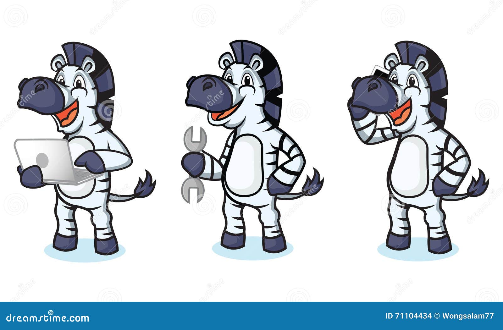 Zebra Mascot with laptop stock vector. Illustration of cute - 71104434