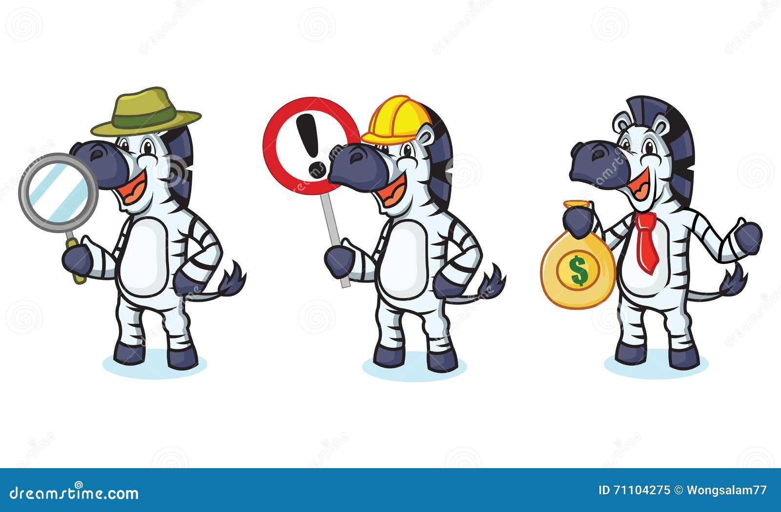 Zebra Mascot with money stock vector. Illustration of africa - 71104275