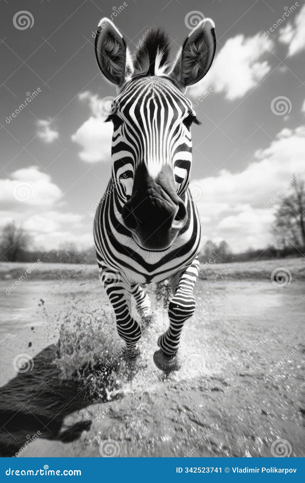 A Zebra in Motion, Splashing through the Water S Surface Stock Image ...