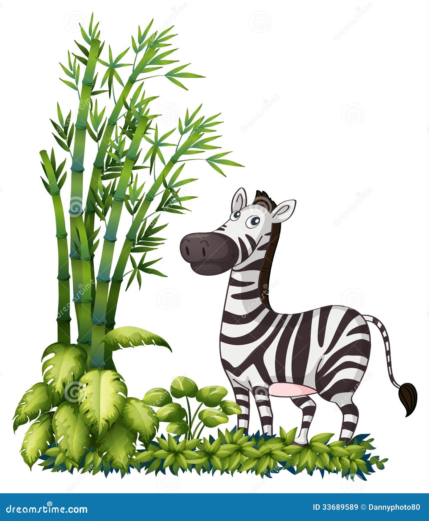 A Zebra Near the Bamboo Grass Stock Vector - Illustration of green ...