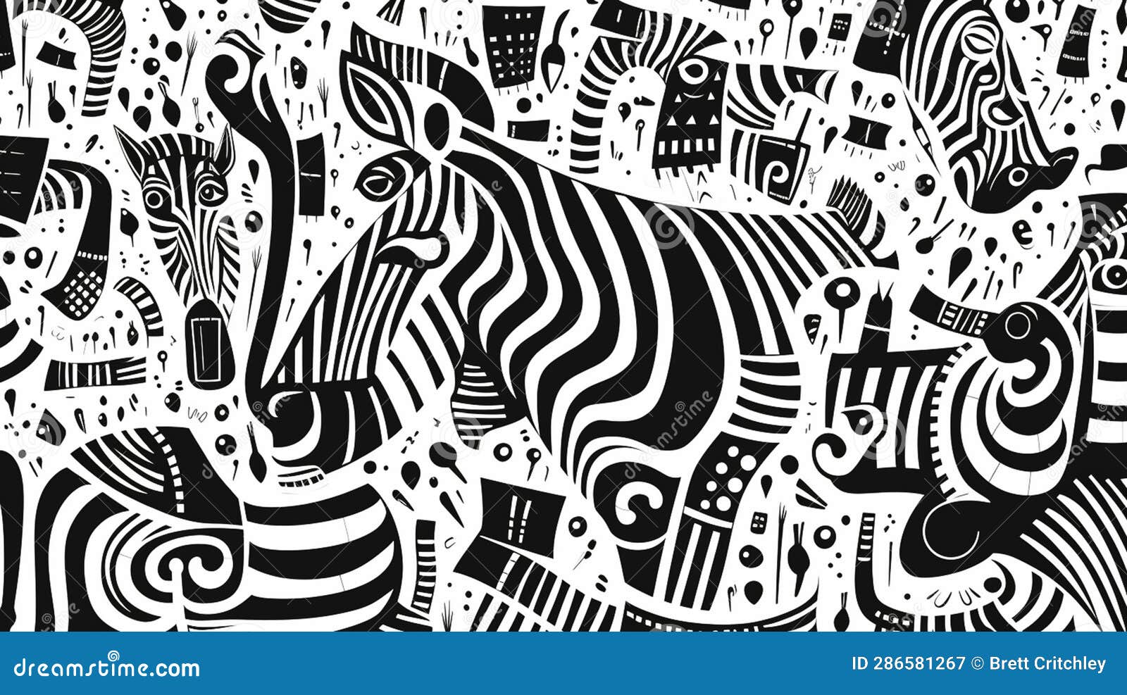 Zebra original doodle art stock illustration. Illustration of diagram ...