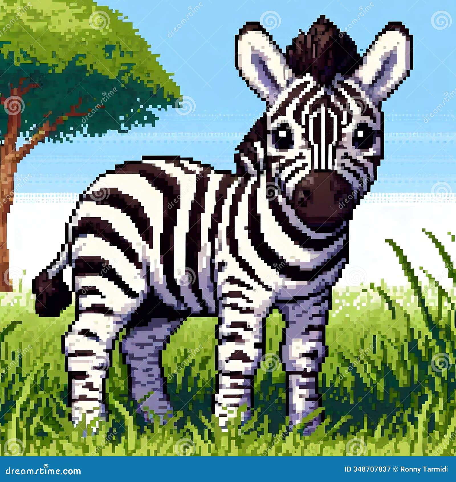 Zebra in the Park,pixel Art Stock Illustration - Illustration of ...