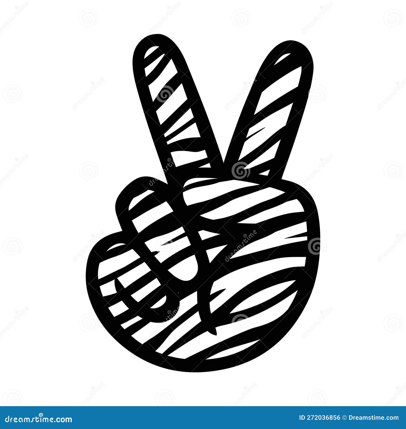 Zebra Peace Hand Sign on the White Background. Isolated Illustration Stock Illustration ...