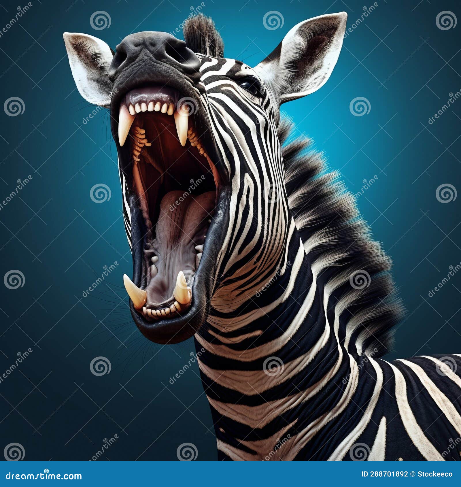 Aggressive Digital Illustration of a Zebra Roaring with Vibrant ...