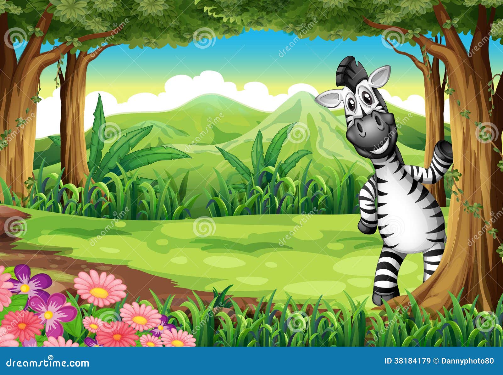 A Zebra Playing at the Forest Stock Vector - Illustration of branches ...