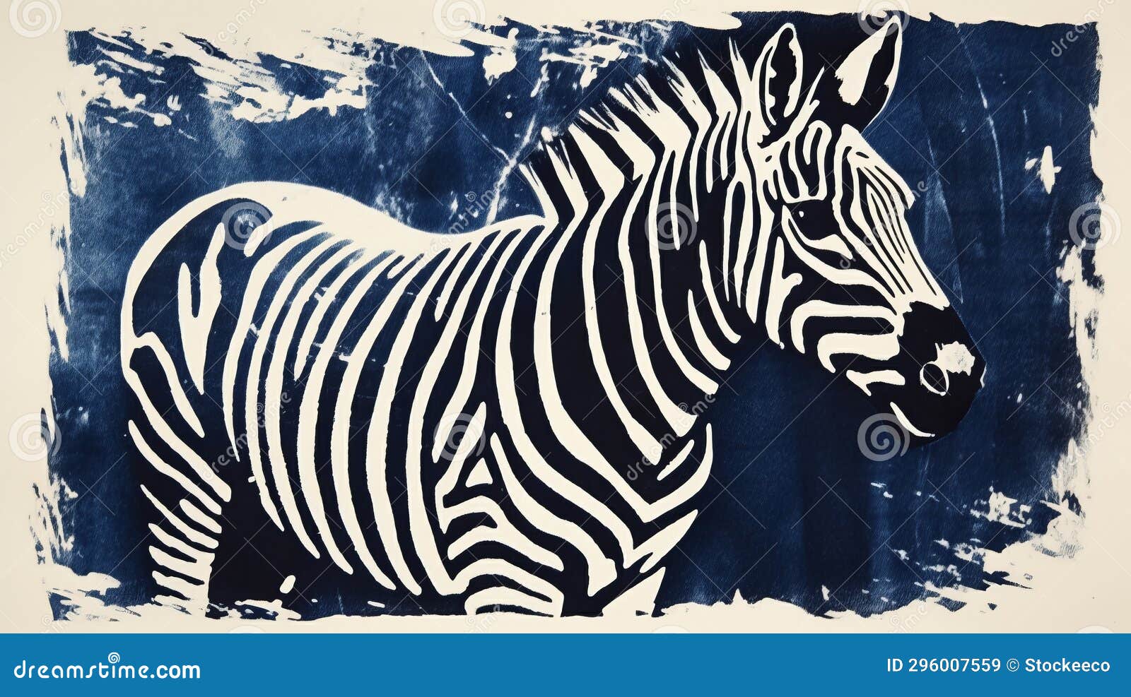 Experimental Printmaking Blue and White Zebra Screen Prints Stock ...