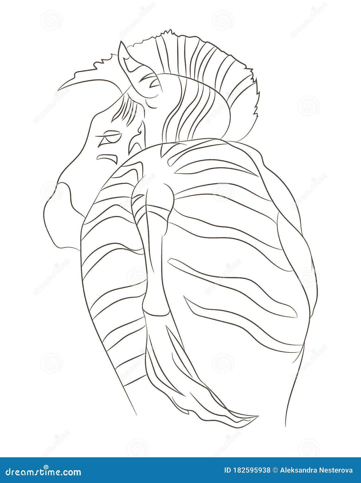 Zebra Portrait Vector Illustration, Line Drawing, Vector ...