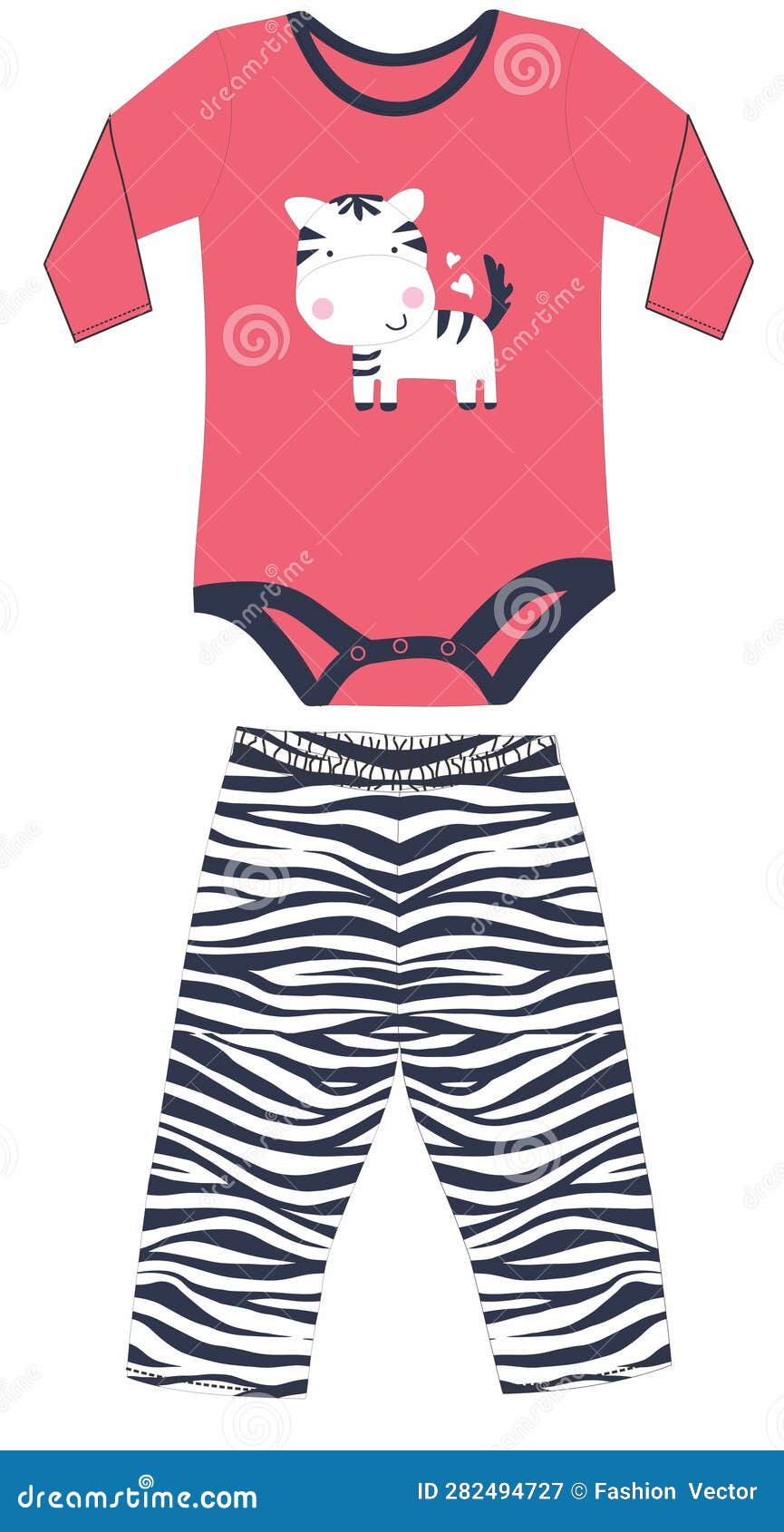 Zebra Print Girls Body Suit with Pant Print Vector Stock Vector ...