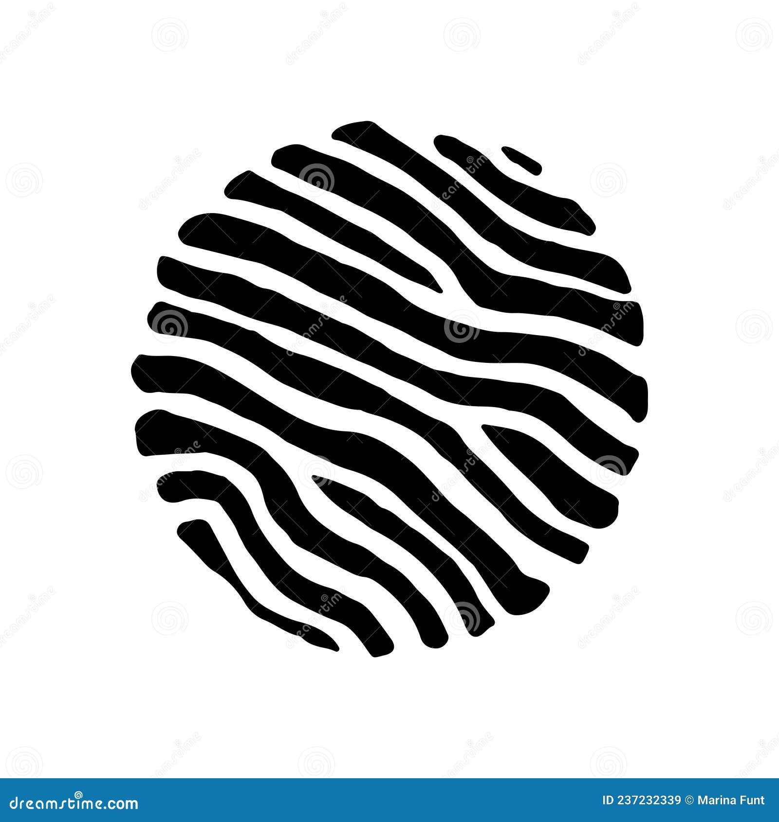Zebra Round Abstract Animal Texture. Hand-drawn Texture in a Circle ...